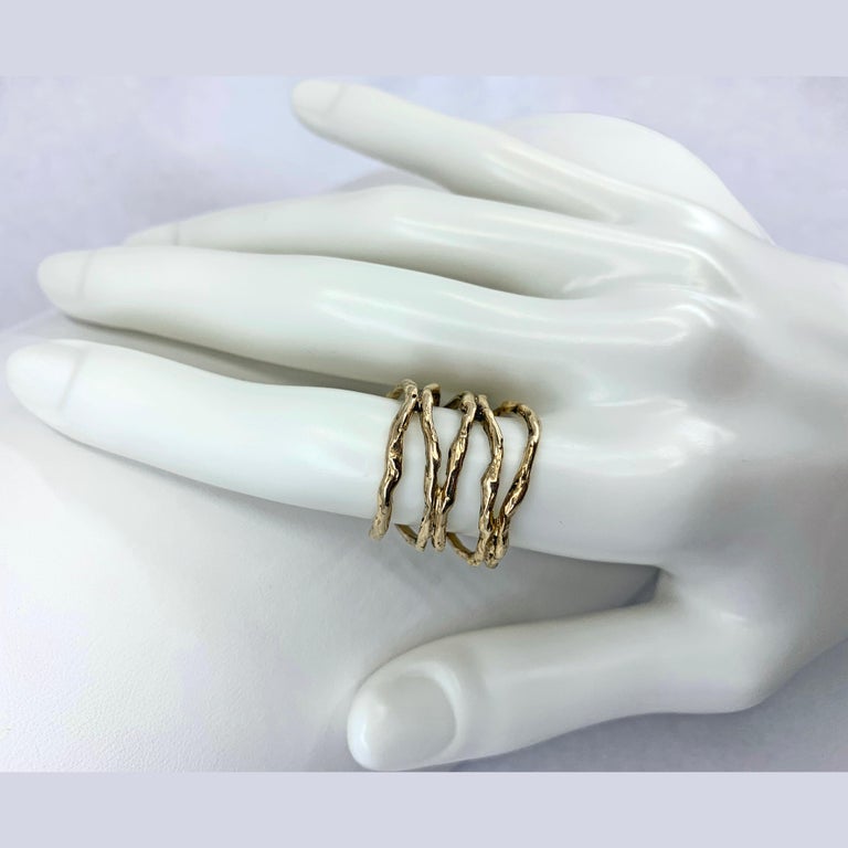 Naturalistic "Branch" Ring in Polished Yellow Gold with Oxidized ...
