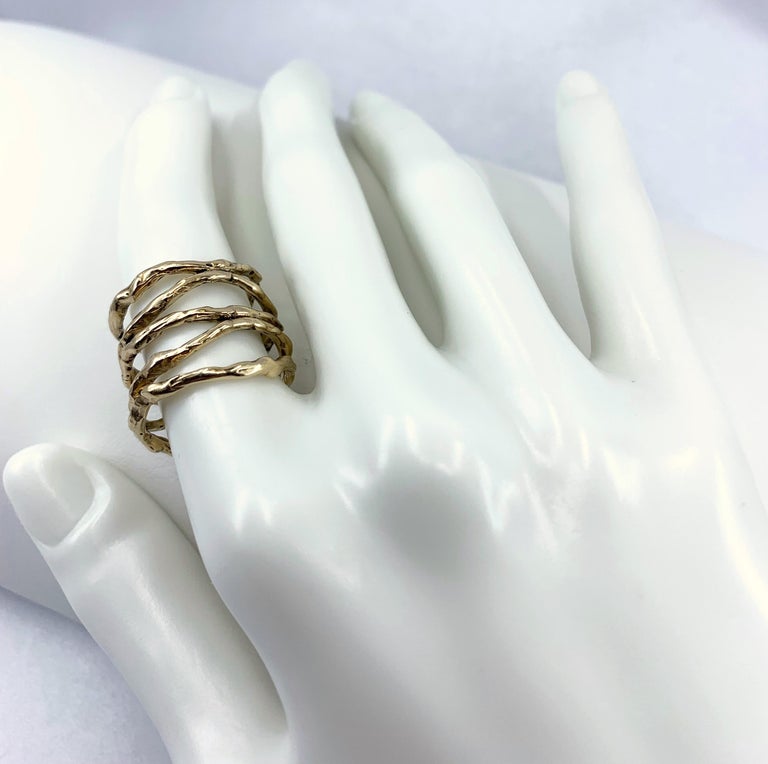 Naturalistic "Branch" Ring in Polished Yellow Gold with Oxidized ...