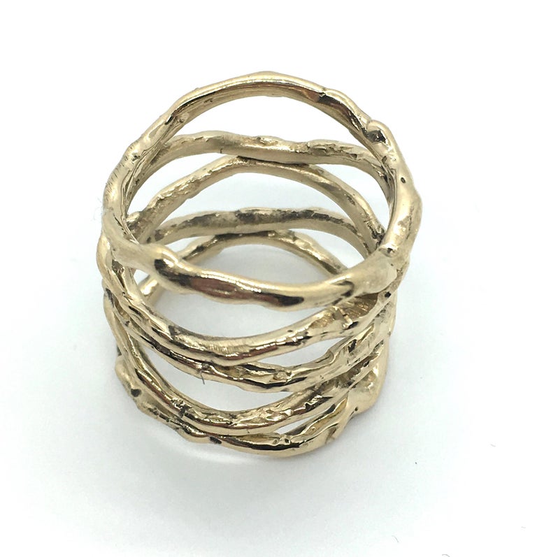 Naturalistic "Branch" Ring in Polished Yellow Gold with Oxidized ...