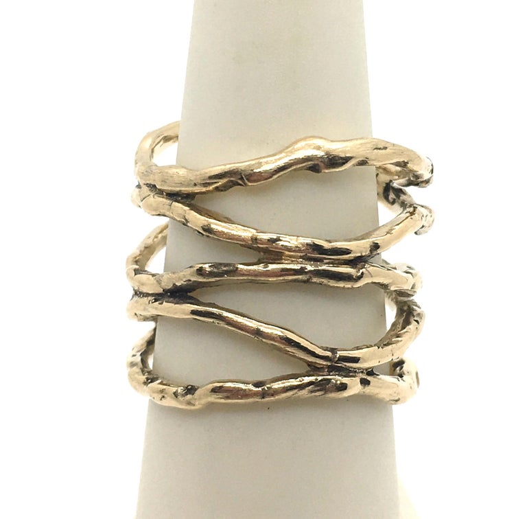 Naturalistic "Branch" Ring in Polished Yellow Gold with Oxidized ...