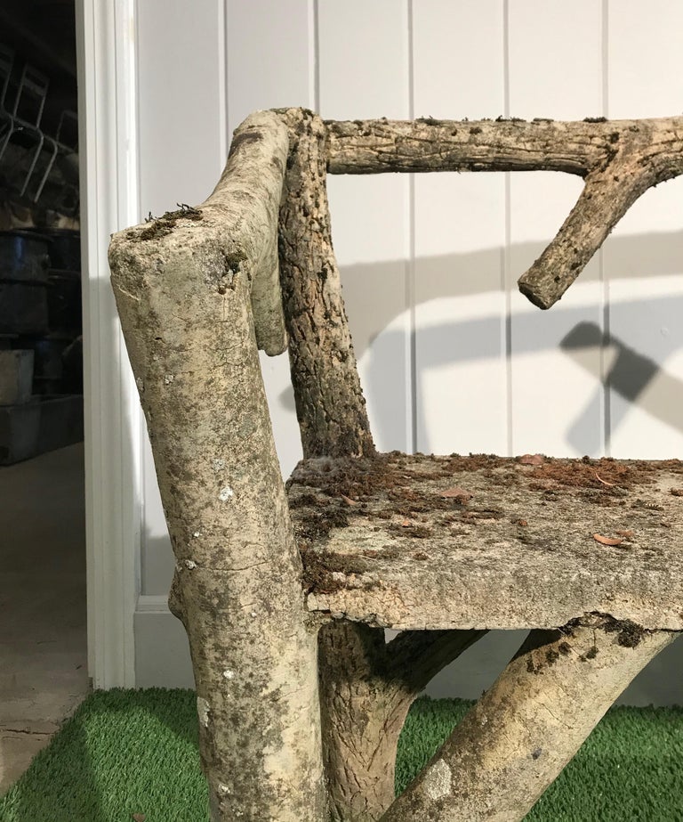 Naturalistic French Faux Bois Bench, circa 1930s at 1stDibs