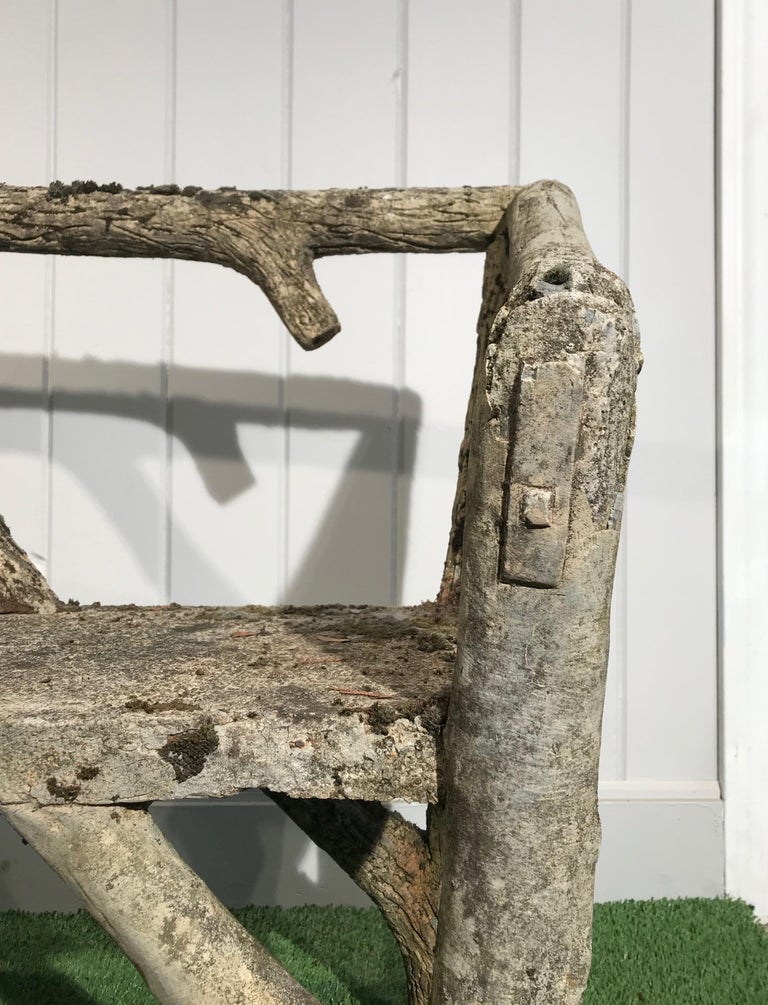 Naturalistic French Faux Bois Bench, circa 1930s at 1stDibs