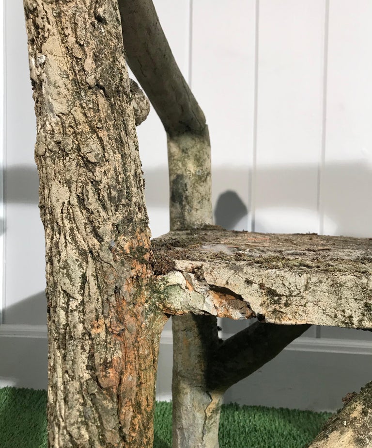 Naturalistic French Faux Bois Bench, circa 1930s at 1stDibs