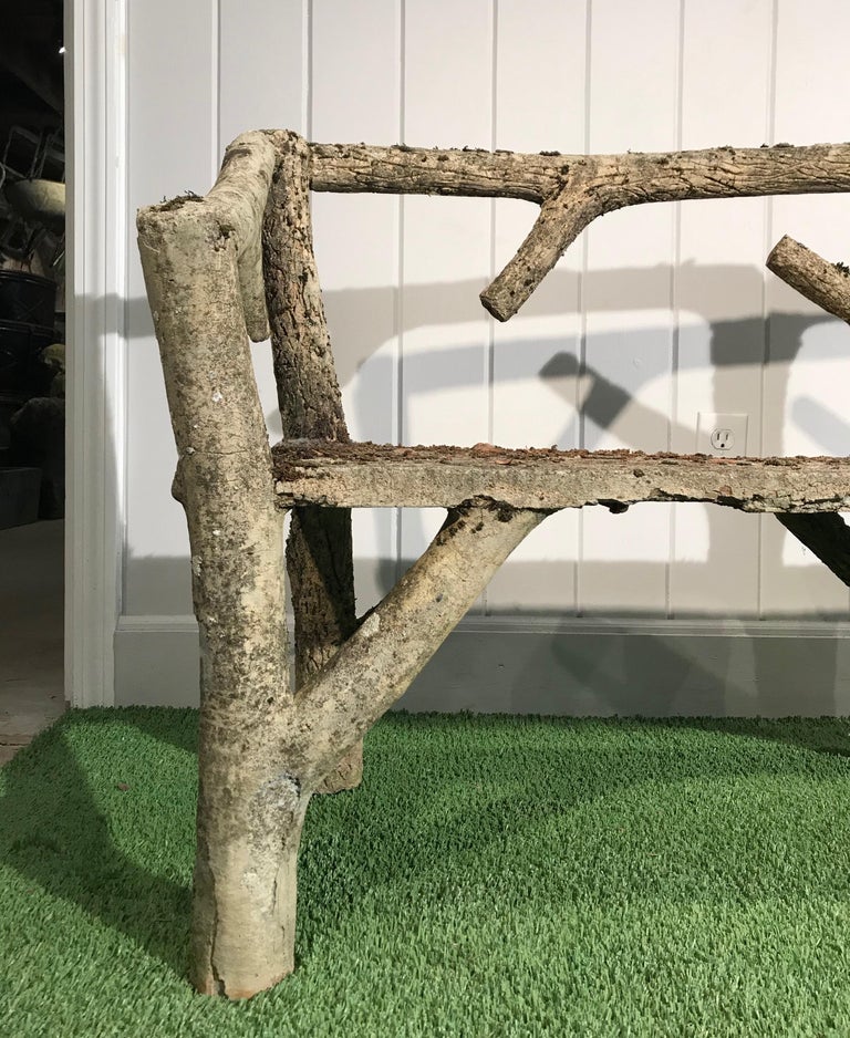 Naturalistic French Faux Bois Bench, circa 1930s at 1stDibs