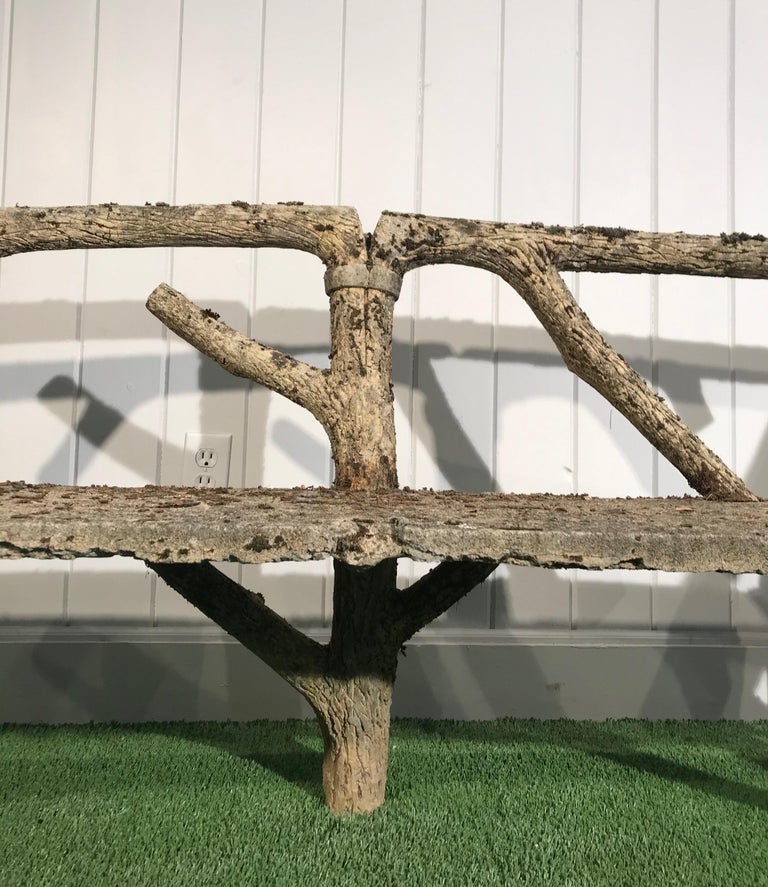 Naturalistic French Faux Bois Bench, circa 1930s at 1stDibs