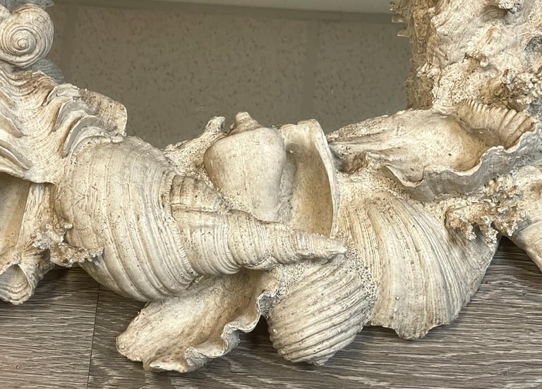 Naturalistic High-Relief Coral and Shell Motif Porthole Mirror For Sale ...