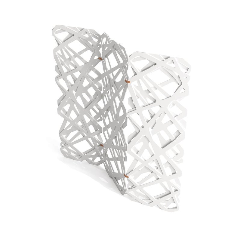 Nature-Inspired Organic Folding Screen in White Lacquered Wood For Sale ...