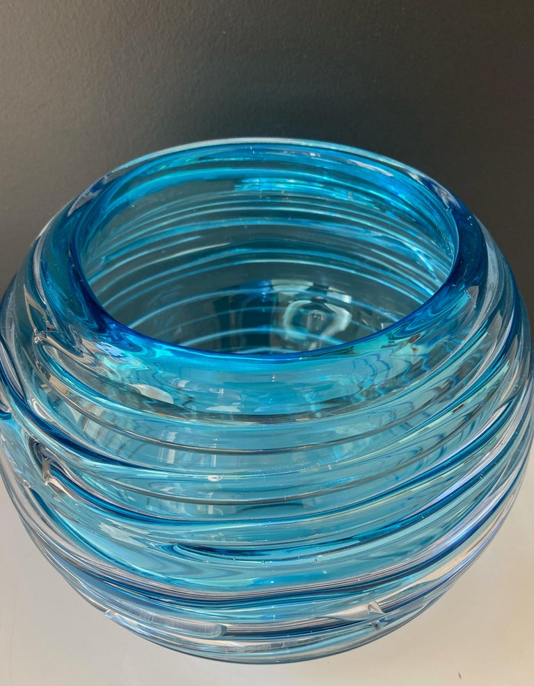 Nature Inspired Unique Ocean Color Free-form Sculptural Vase For Sale ...