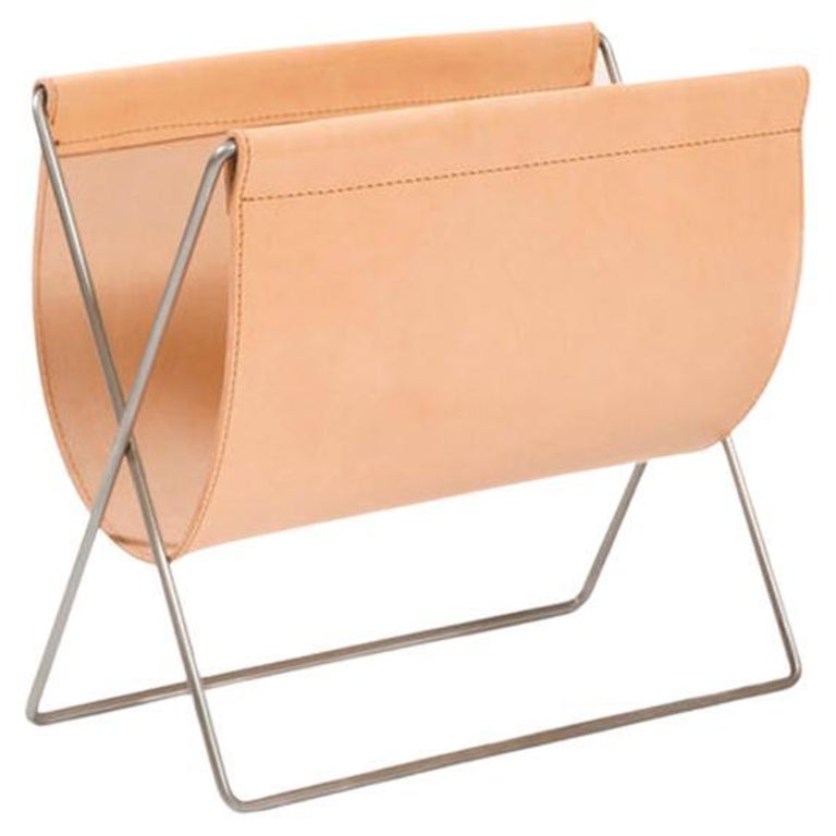 Nature Leather and Steel Maggiz Magazine Rack by OxDenmarq For Sale at ...