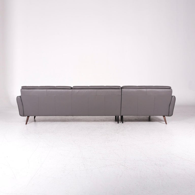 Natuzzi Editions Talento Designer Leather Corner Sofa Gray Sofa Couch ...