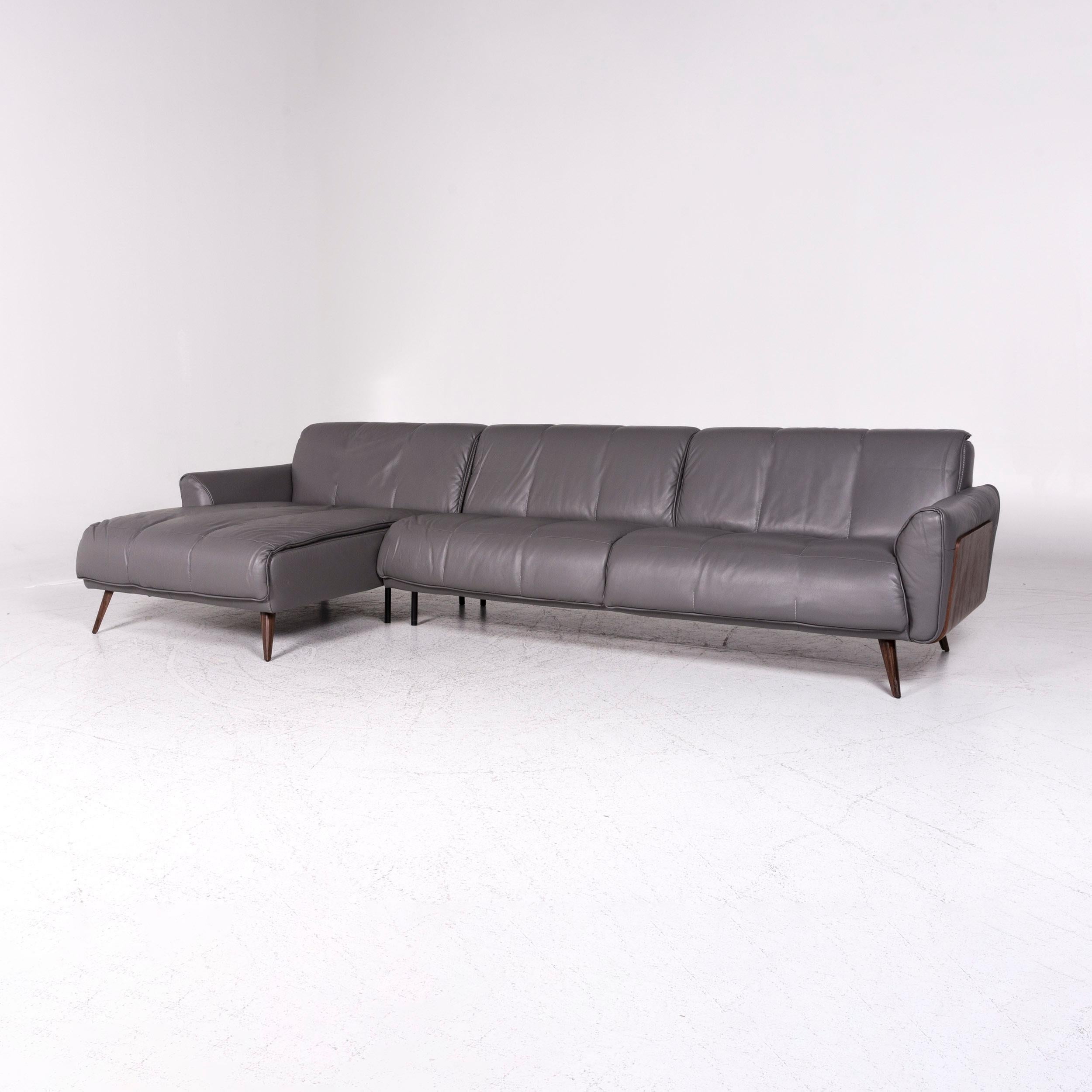 Natuzzi Editions Talento Designer Leather Corner Sofa Gray Sofa Couch ...