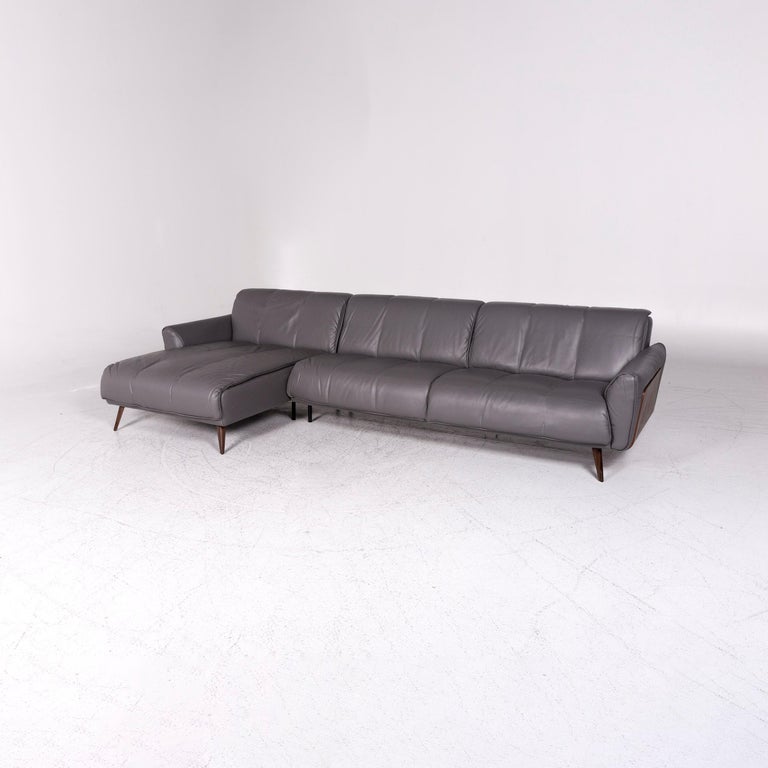 Natuzzi Editions Talento Designer Leather Corner Sofa Gray Sofa Couch ...