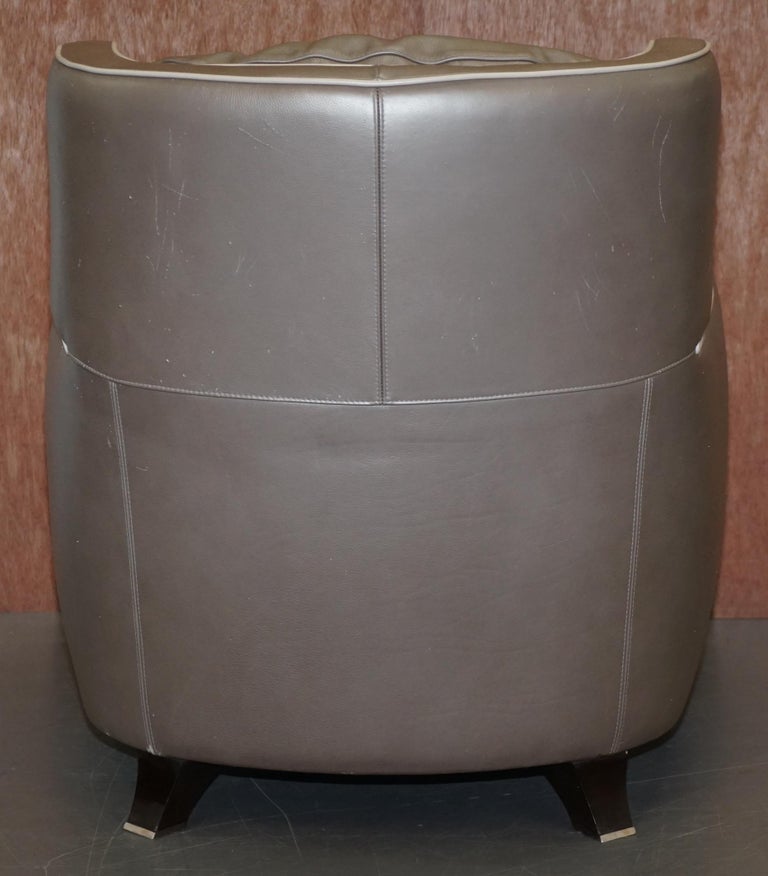 Natuzzi Italia Amadeus Platinum Grey Leather Armchair and Footstool ...