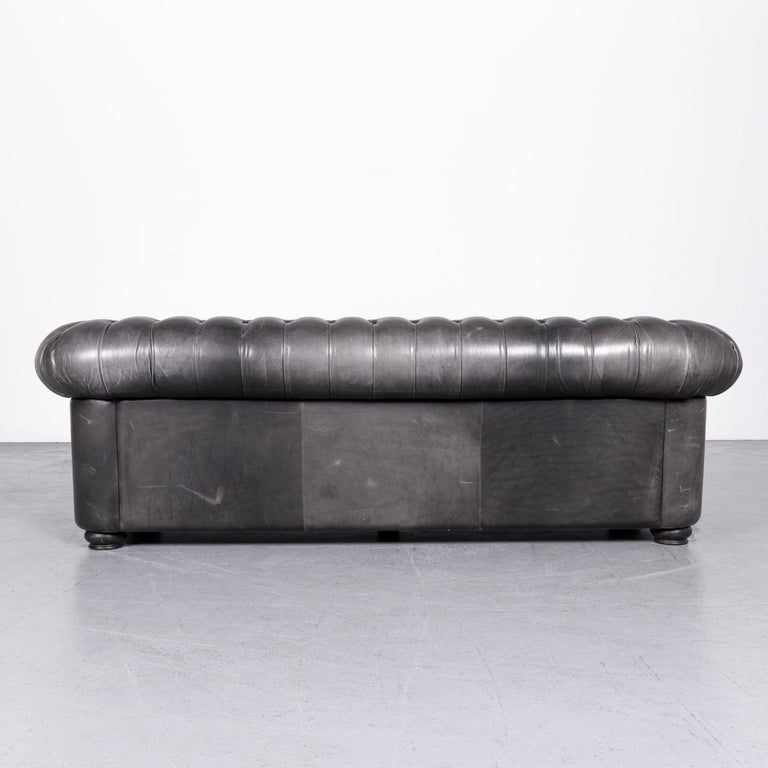 Natuzzi King Designer Leather Sofa Three-Seat Couch Black in ...