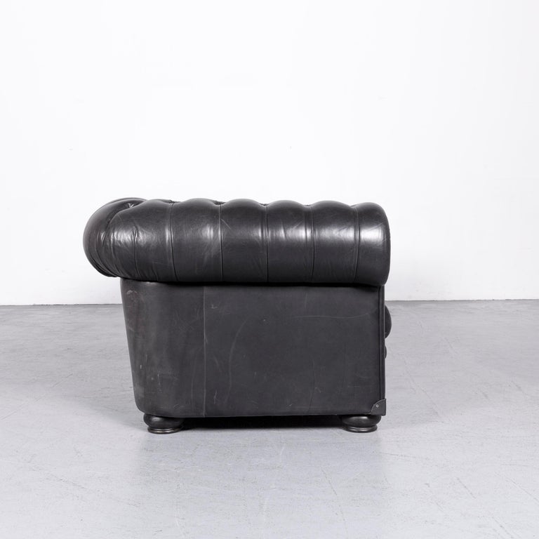 Natuzzi King Designer Leather Sofa Three-Seat Couch Black in ...