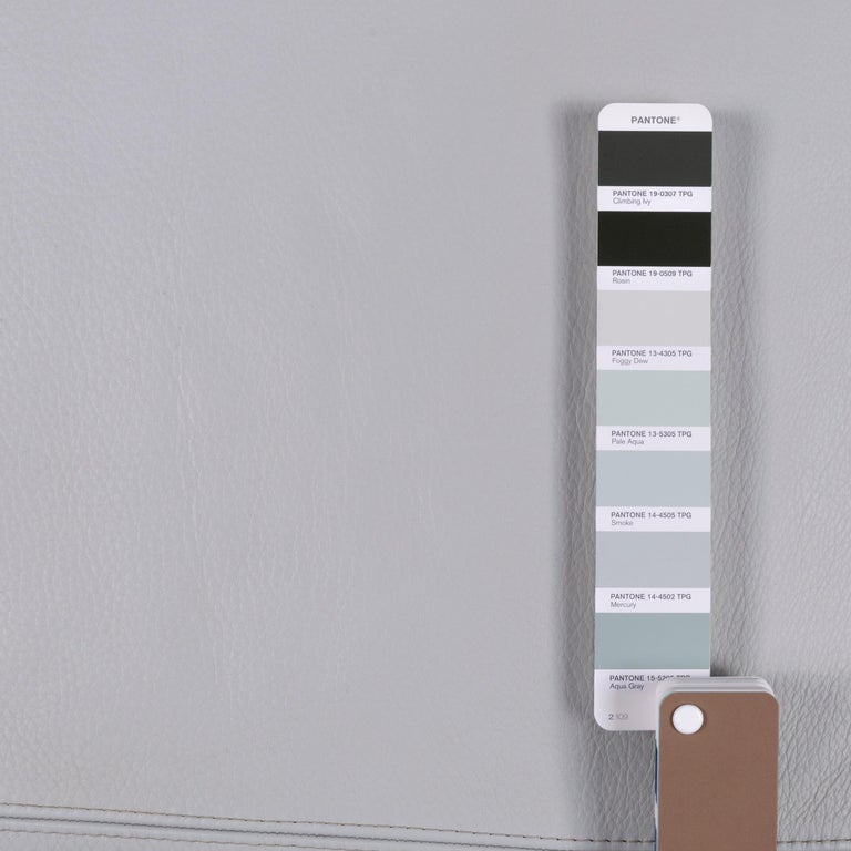 Natuzzi Leather Sofa Ice Blue Gray Blue Two-Seat Couch at 1stDibs ...