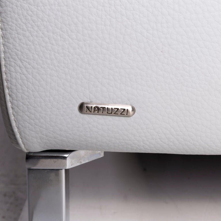 Natuzzi Leather Sofa Ice Blue Gray Blue Two-Seat Couch at 1stDibs ...