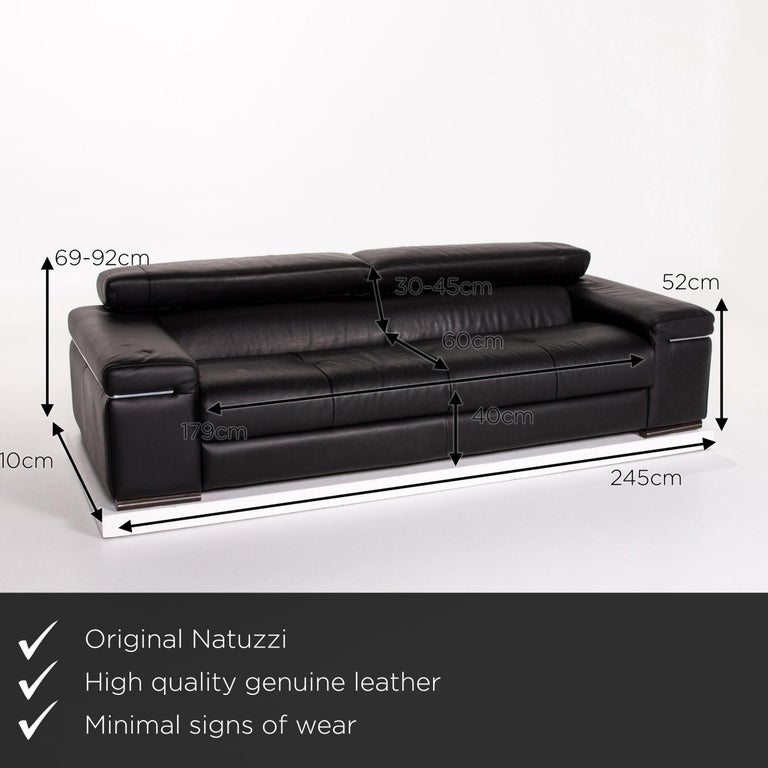 Natuzzi Leather Sofa Set Black 1 Three-Seat 1 Two-Seat Function at 1stDibs