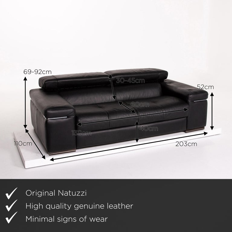 Natuzzi Leather Sofa Set Black 1 Three-Seat 1 Two-Seat Function at 1stDibs