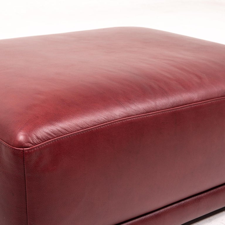 Natuzzi Preludio Leather Sofa Set Red Dark Red 1x Corner Sofa 1x Stool ...