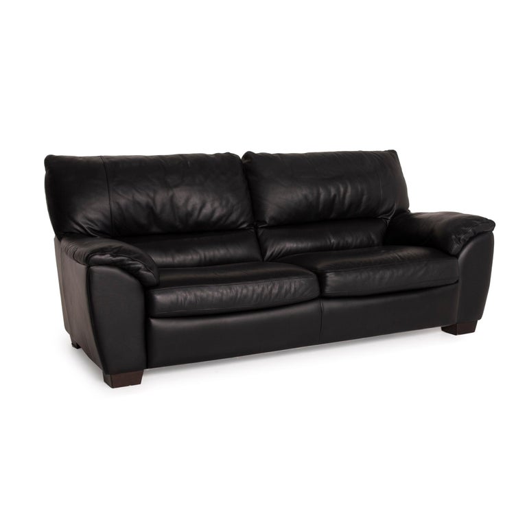 Natuzzi Two-Seater Leather Sofa Black at 1stDibs | natuzzi black ...