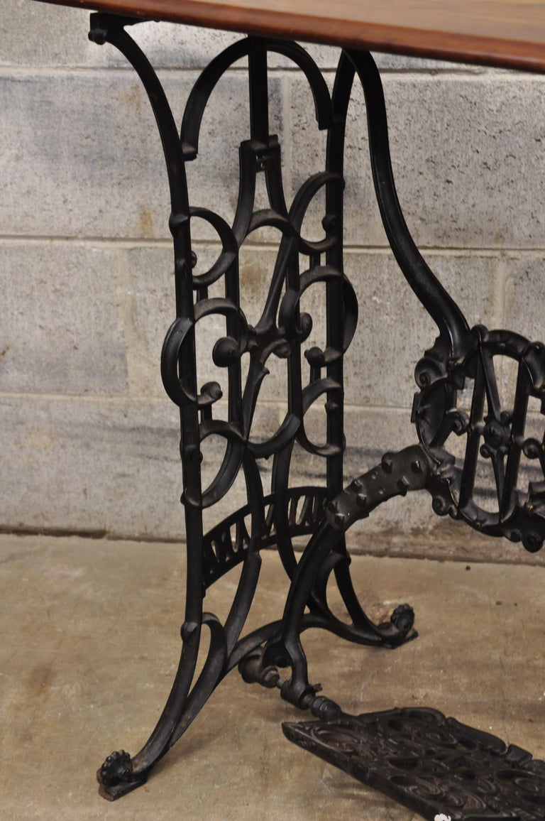Naumann Cast Iron Victorian Sewing Machine Base with Wood Top Console ...
