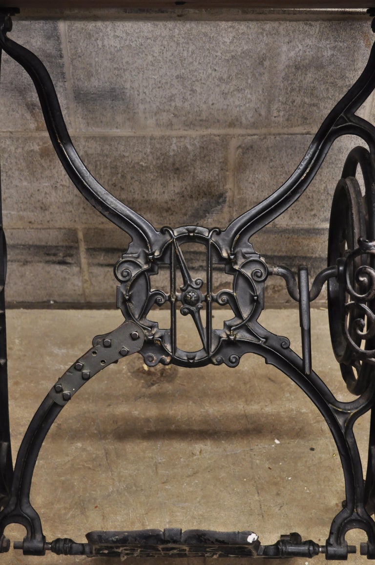 Naumann Cast Iron Victorian Sewing Machine Base with Wood Top Console ...