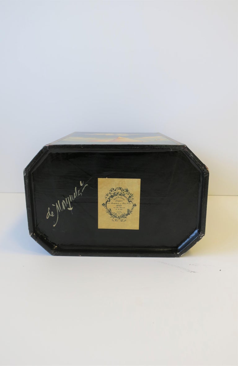 Nautical Black and Gold Wastebasket or Trash Can For Sale at 1stDibs