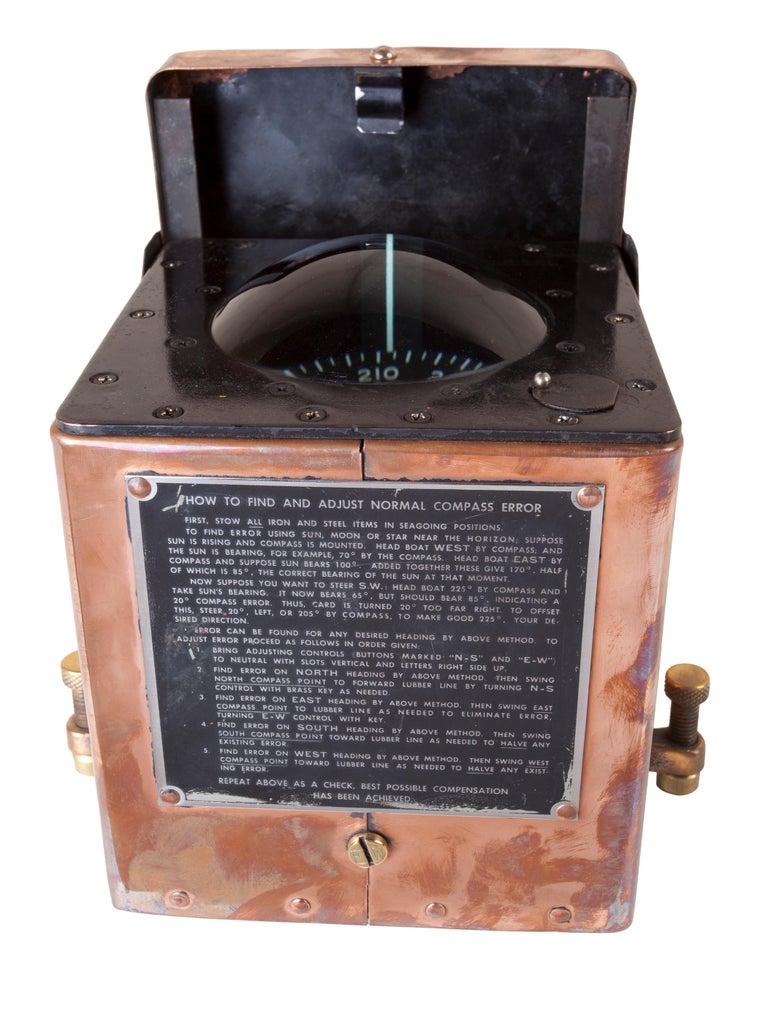 Nautical Copper Lifeboat Compass, Midcentury American at 1stDibs
