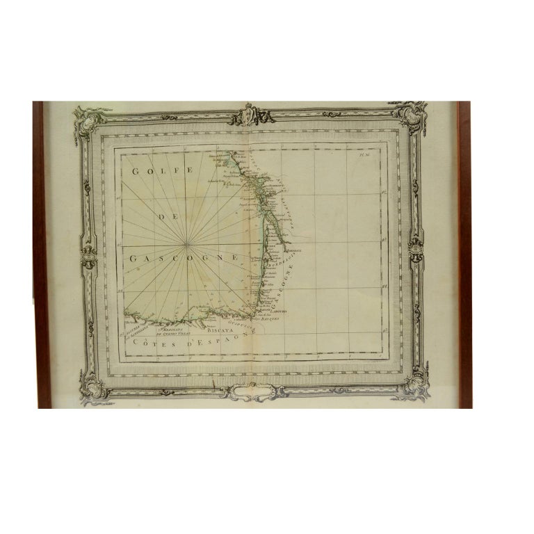 1763 Nautical Portolano Chart of Guascogna Bay from Le Petit Neptune ...