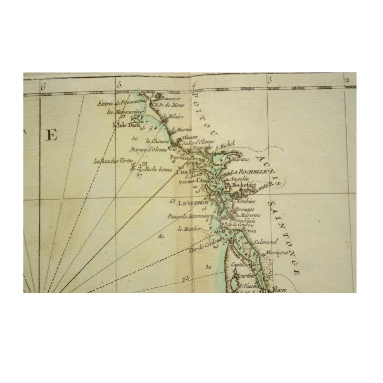 1763 Nautical Portolano Chart of Guascogna Bay from Le Petit Neptune ...