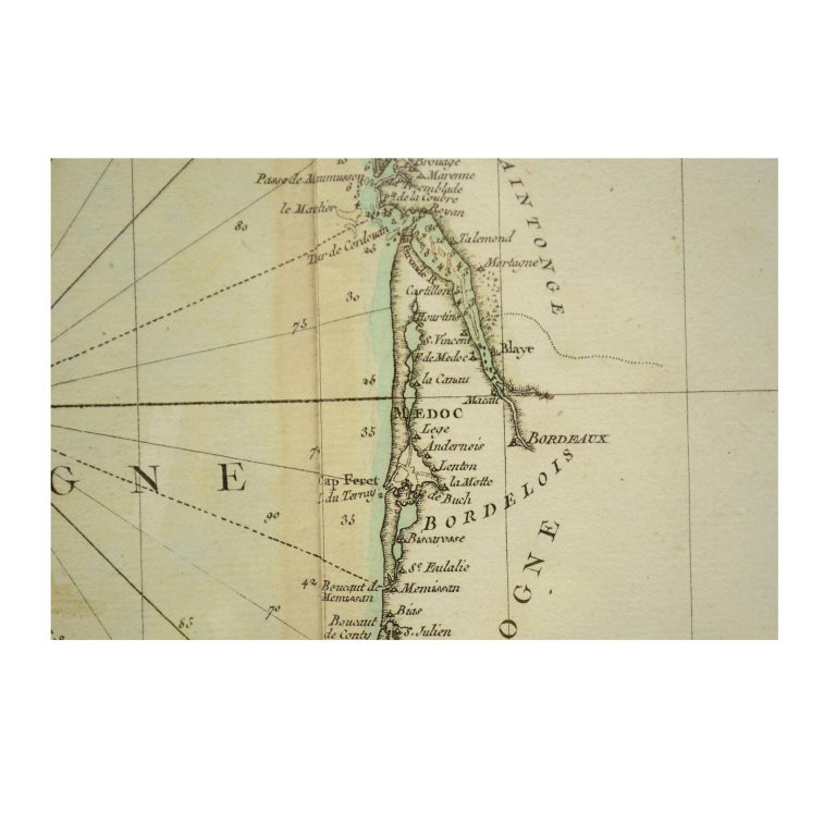 1763 Nautical Portolano Chart of Guascogna Bay from Le Petit Neptune ...