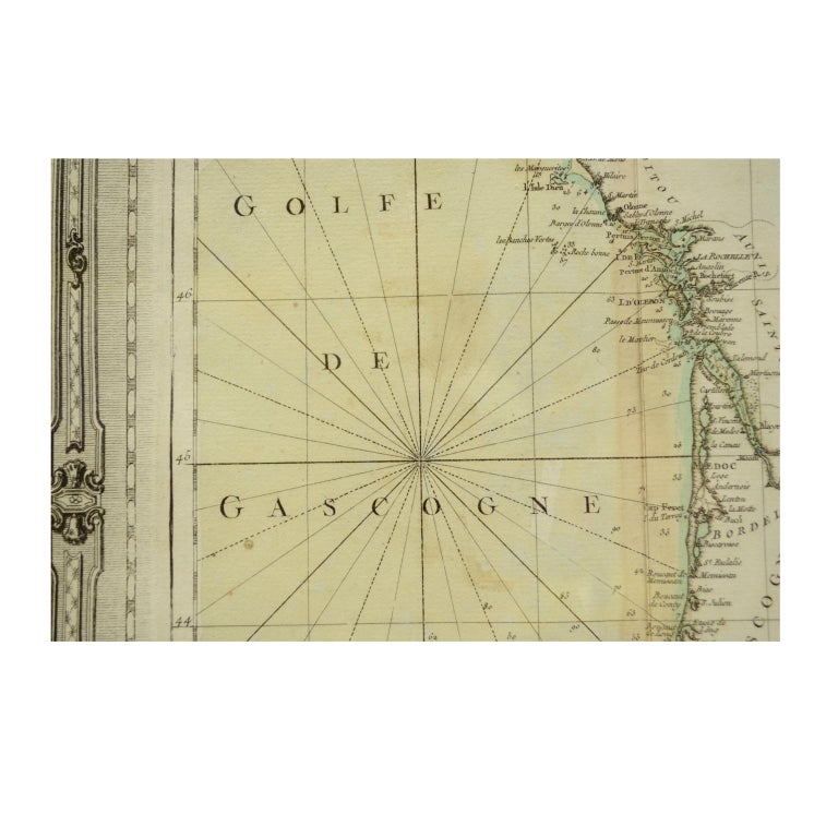 1763 Nautical Portolano Chart of Guascogna Bay from Le Petit Neptune ...
