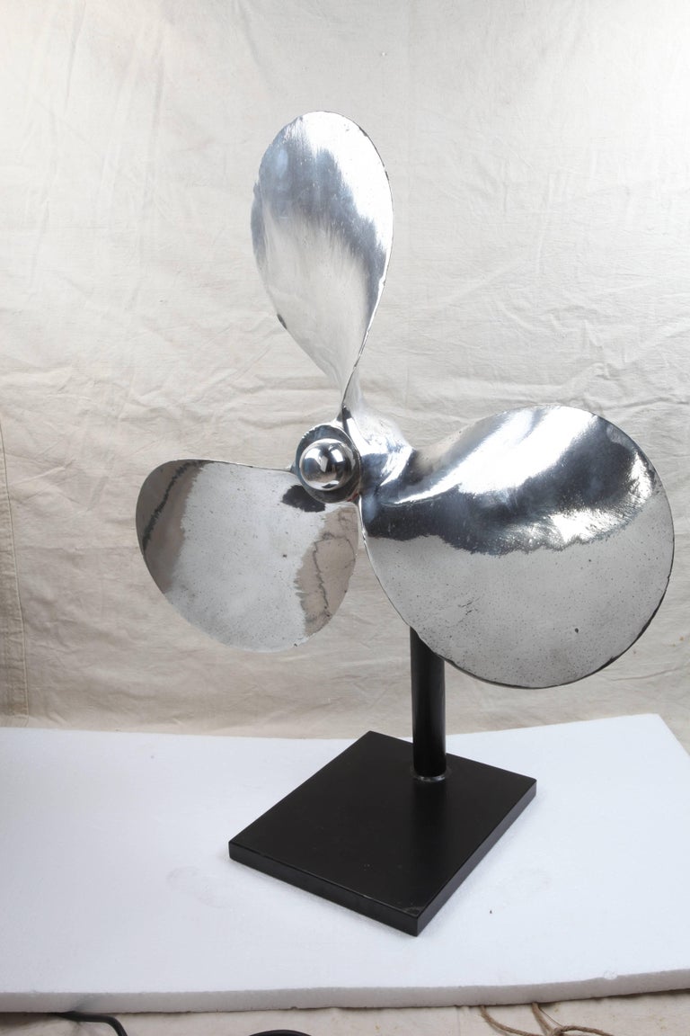 Nautical Ship's Chrome Propeller on Custom Stand, Midcentury Sculpture ...