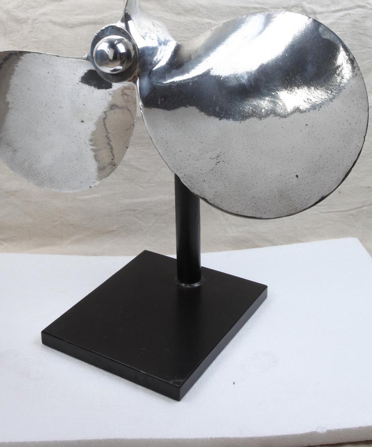 Nautical Ship's Chrome Propeller on Custom Stand, Midcentury Sculpture ...