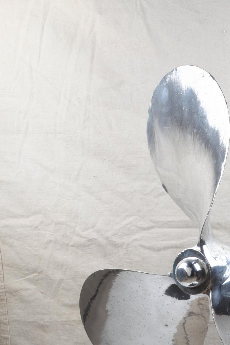 Nautical Ship's Chrome Propeller on Custom Stand, Midcentury Sculpture ...