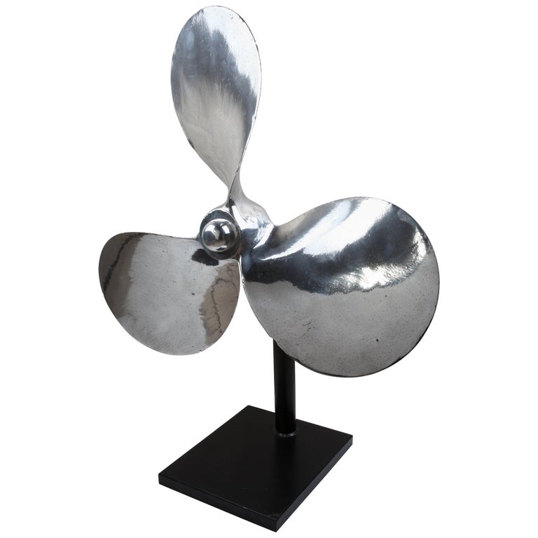Nautical Ship's Chrome Propeller on Custom Stand, Midcentury Sculpture ...
