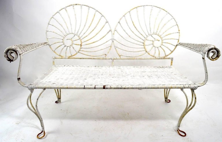 Nautilus Shell Back Wicker and Iron Garden Bench at 1stDibs | garden ...