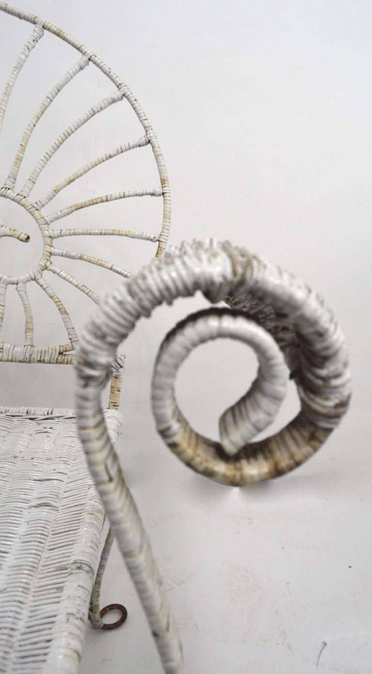 Nautilus Shell Back Wicker and Iron Garden Bench at 1stDibs | garden ...