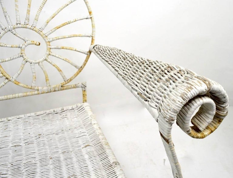 Nautilus Shell Back Wicker and Iron Garden Bench at 1stDibs | garden ...