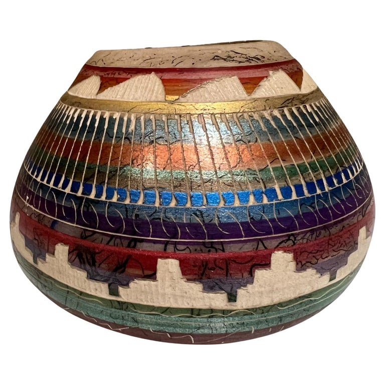 Navajo Art Pottery Horsehair Ceramic Etched Bowl by JJ Navajo New ...