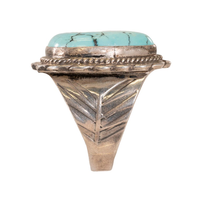 Navajo Cerrillos Turquoise and Sterling Ring at 1stDibs