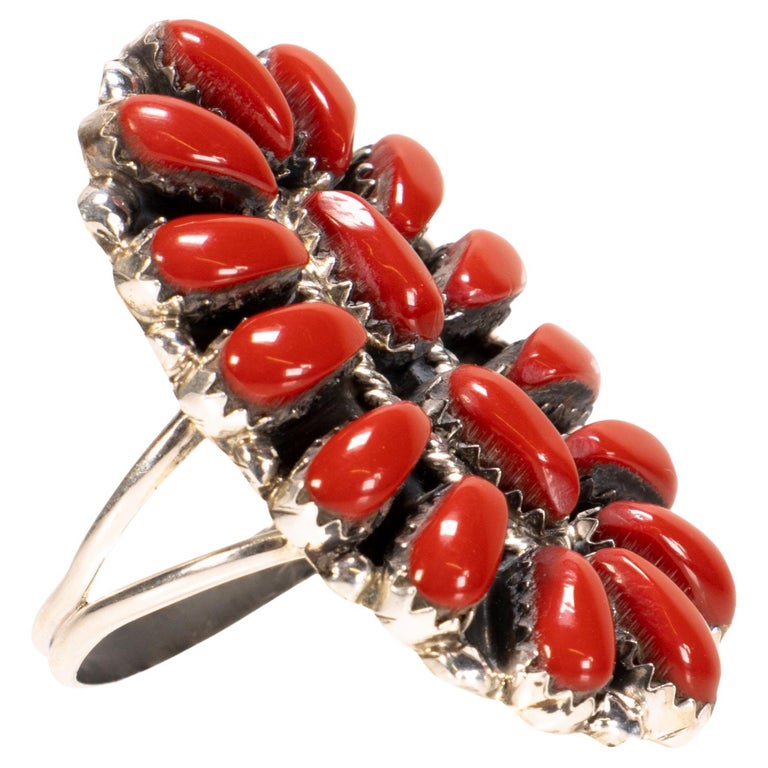 Navajo Coral Ring For Sale at 1stDibs
