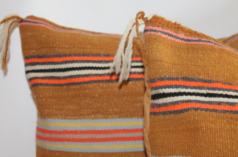 Navajo Indian Saddle Blanket Pillows, Pair For Sale at 1stDibs