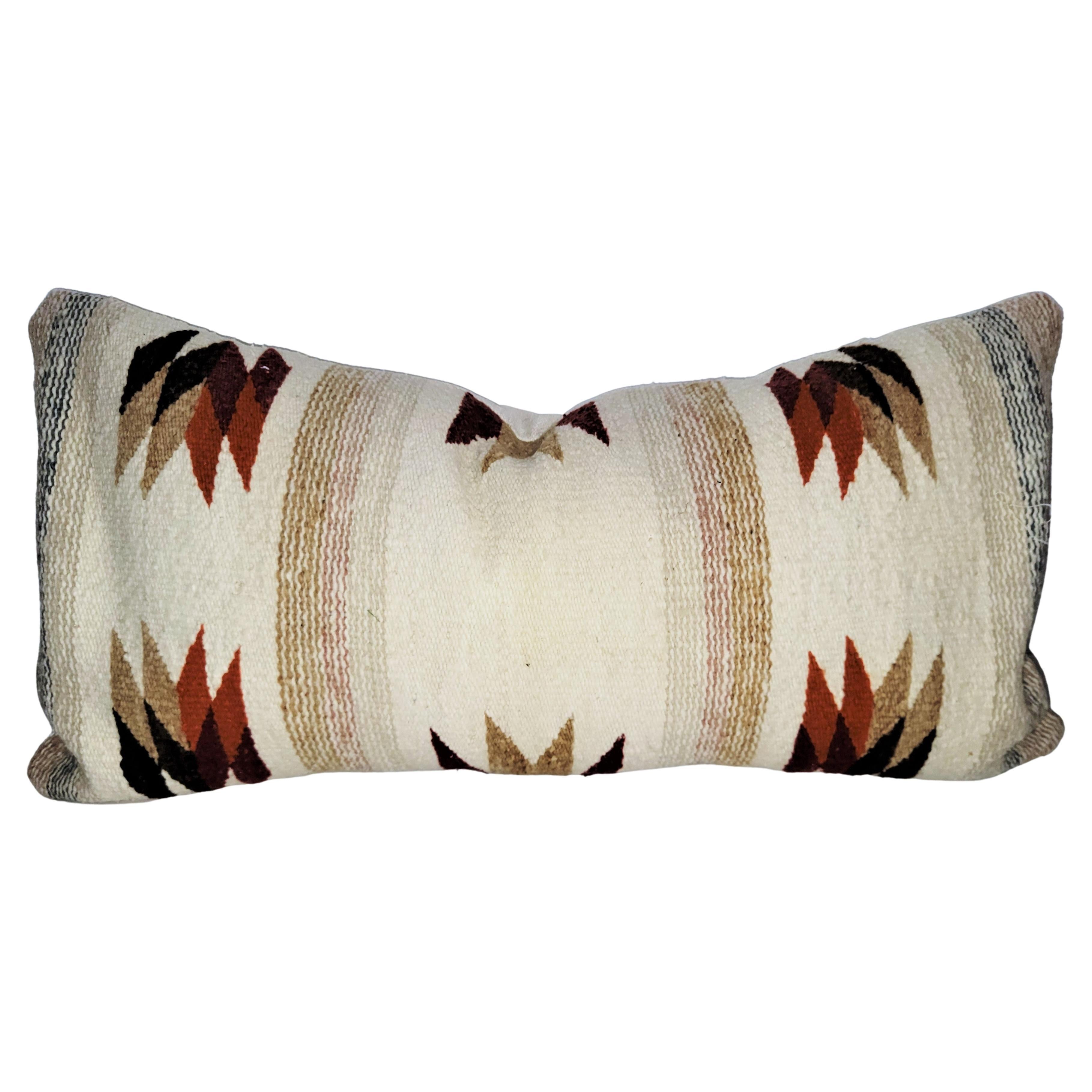 Geometric Navajo Indian Weaving Bolster Pillow at 1stDibs