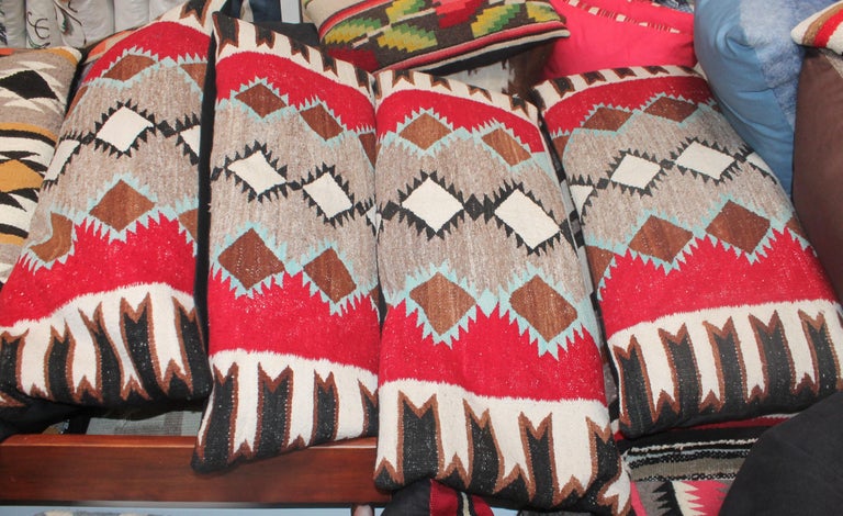Navajo Indian Weaving Saddle Blanket Pillows at 1stDibs