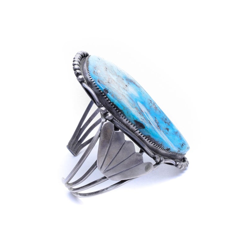 Navajo Kingman Turquoise and Sterling Bracelet For Sale at 1stDibs