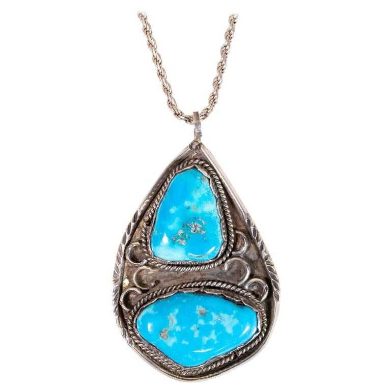 Navajo Kingman Turquoise Chain and Pendant For Sale at 1stDibs ...