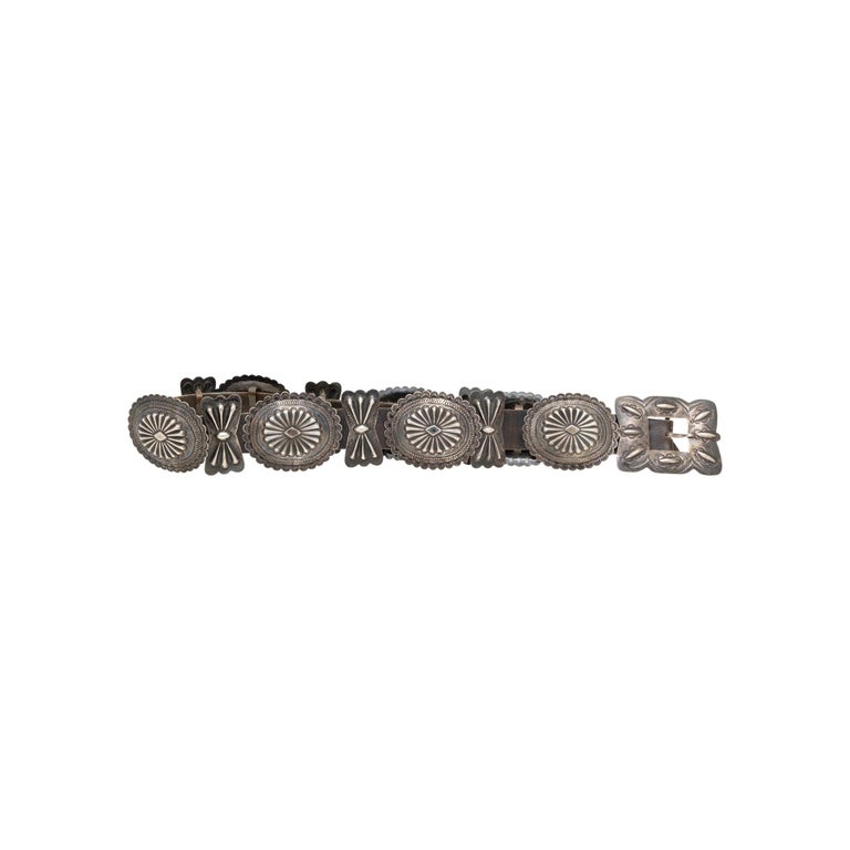 Navajo Sterling Silver Concho Belt For Sale at 1stDibs