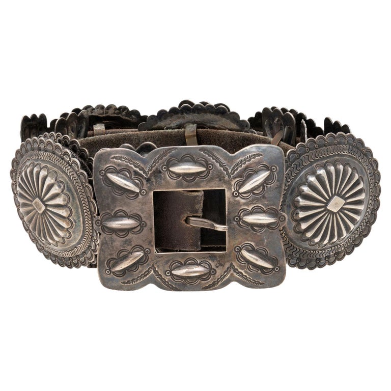 Navajo Sterling Silver Concho Belt For Sale at 1stDibs